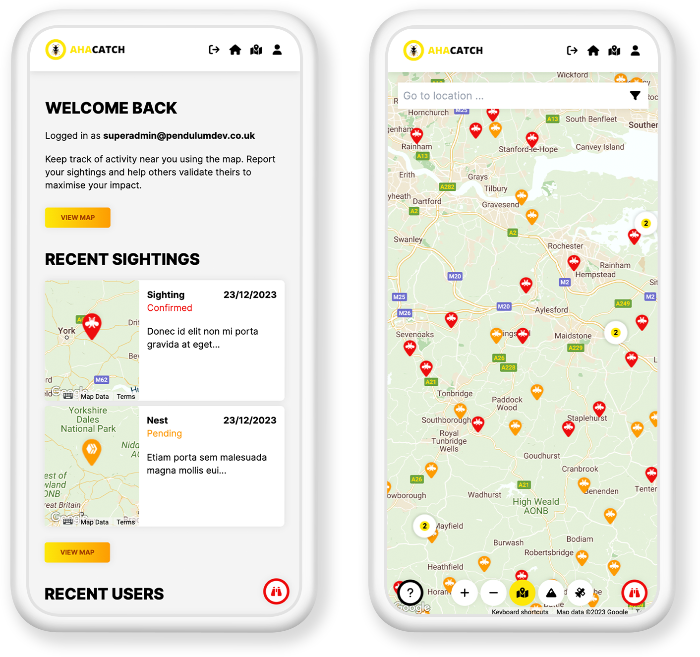Web app user interface design - AHA CATCH - Pendulum
